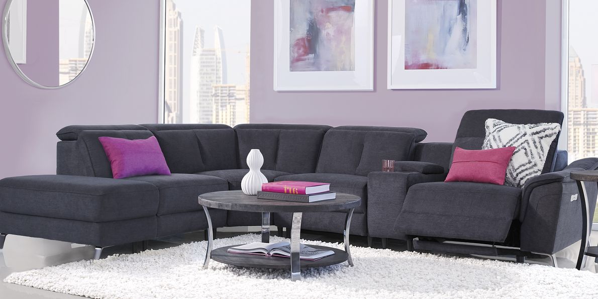 Sofia Vergara Turano Midnight 6 Pc Dual Power Reclining Sectional